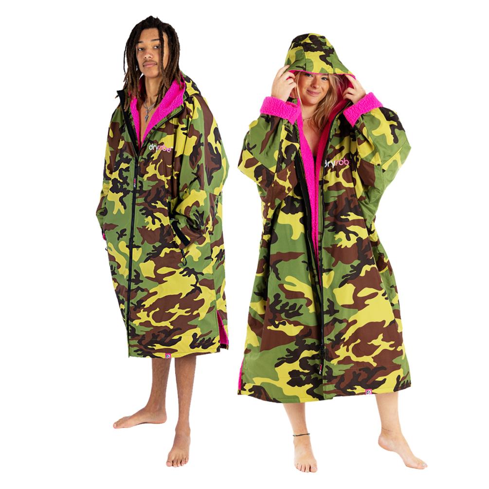dryrobe Advance Long Sleeve Changing Robe - Camo / Pink (V3 LS DA CAM P ...